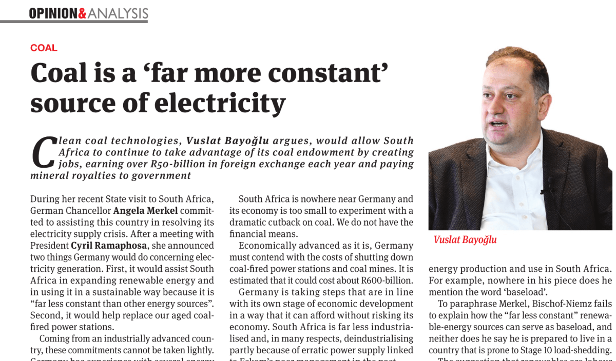 Coal is a ‘far more constant’ source of electricity – Vuslat Bayoglu